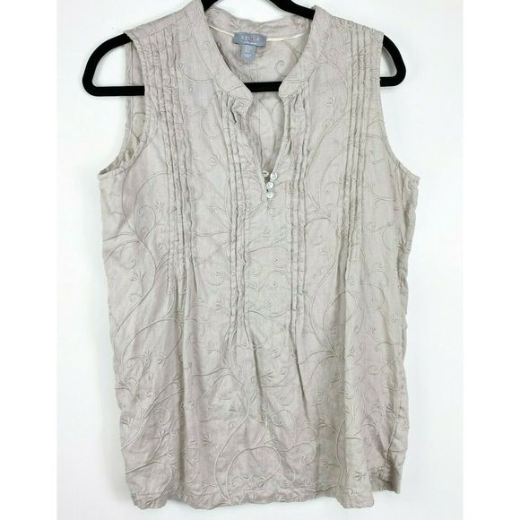 Kenar | Tops | Kenar Embroidered Floral Pleated Front Top | Poshmark